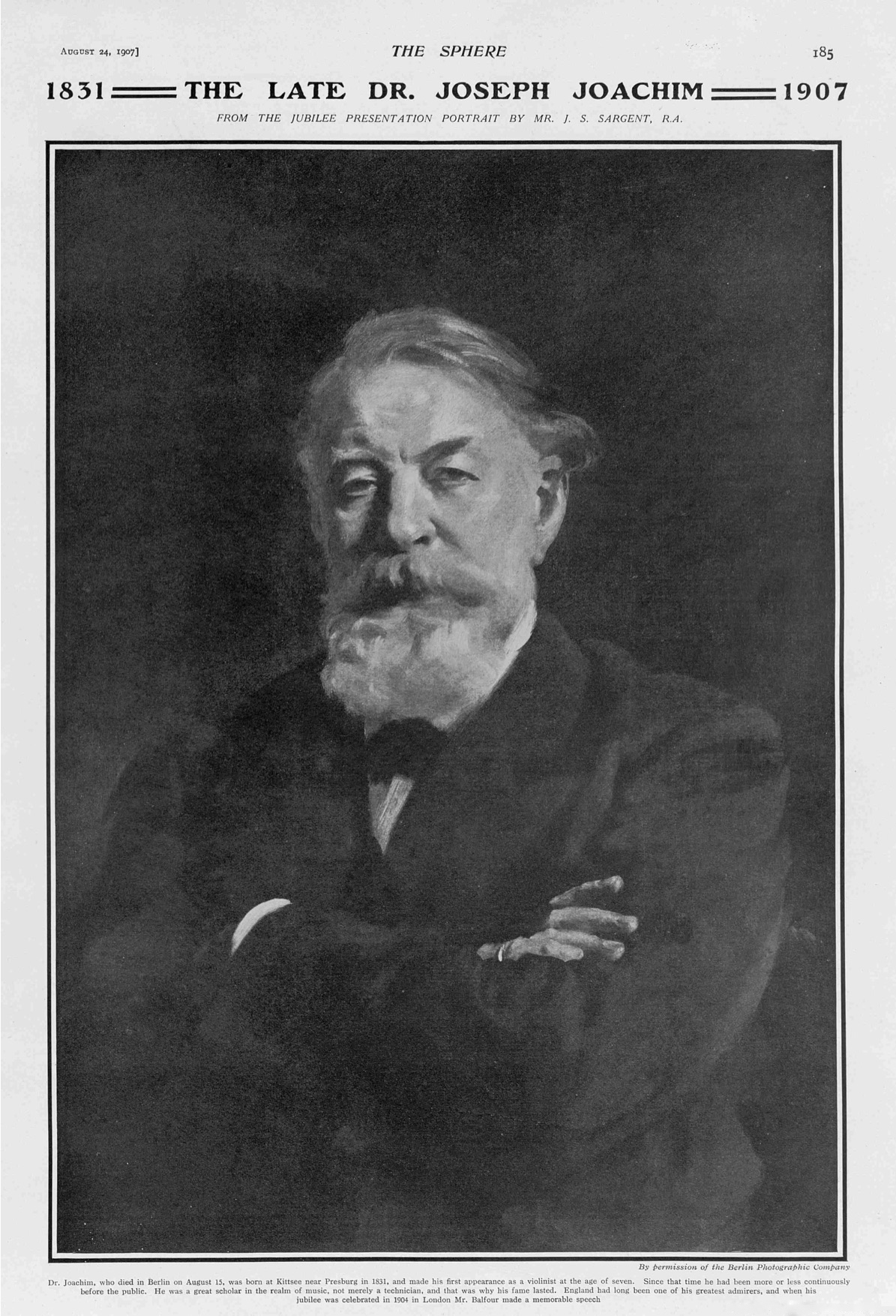John Singer Sargent: Joseph Joachim (1904 Print) | Joseph Joachim